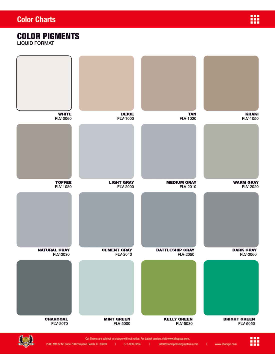 Resin Colors Chart | Premium Epoxy Pigments Selection | XPS