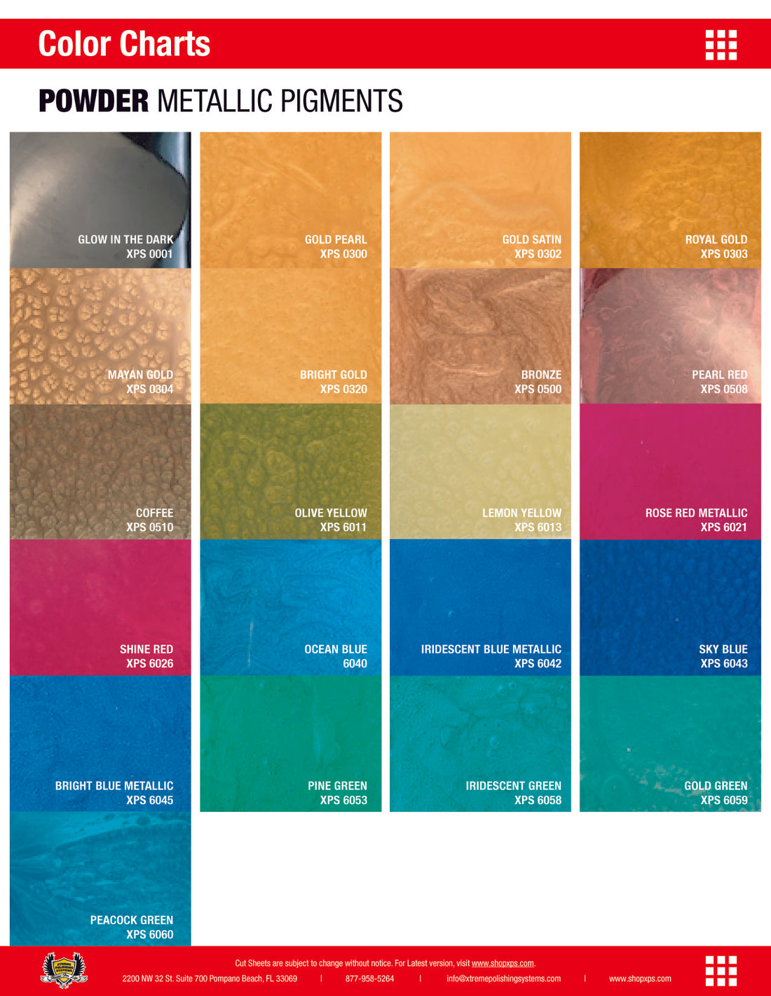 Decorative Concrete and Epoxy Color Pigments Charts