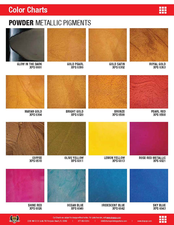 Decorative Concrete and Epoxy Color Pigments Charts | XPS